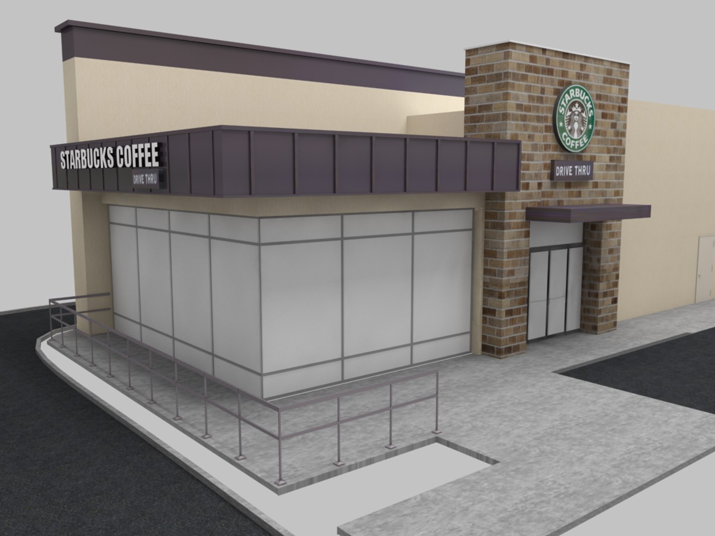 3D Starbucks Exterior Model - TurboSquid 1316752