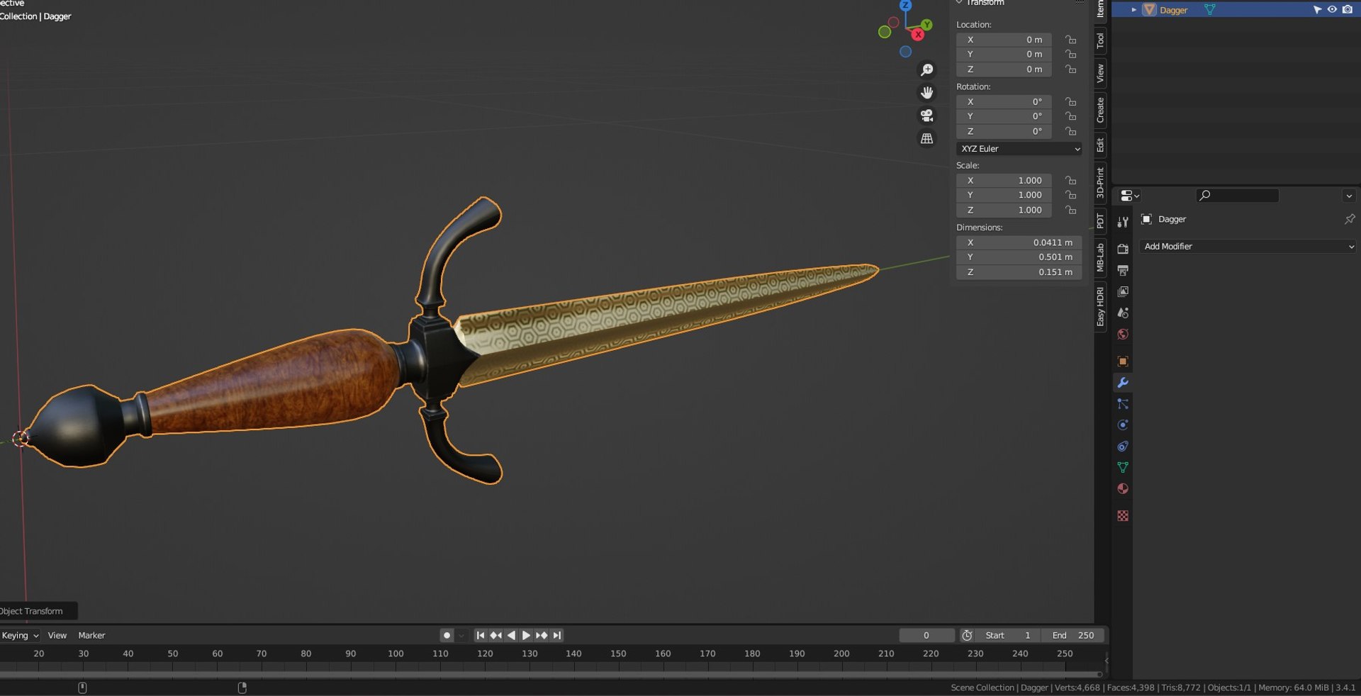 3D Dagger Model - TurboSquid 2031295