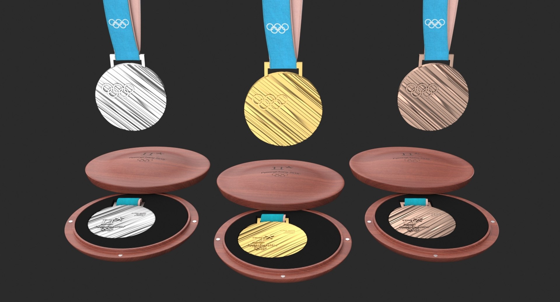 Olympic medals set 2018 3D - TurboSquid 1250157