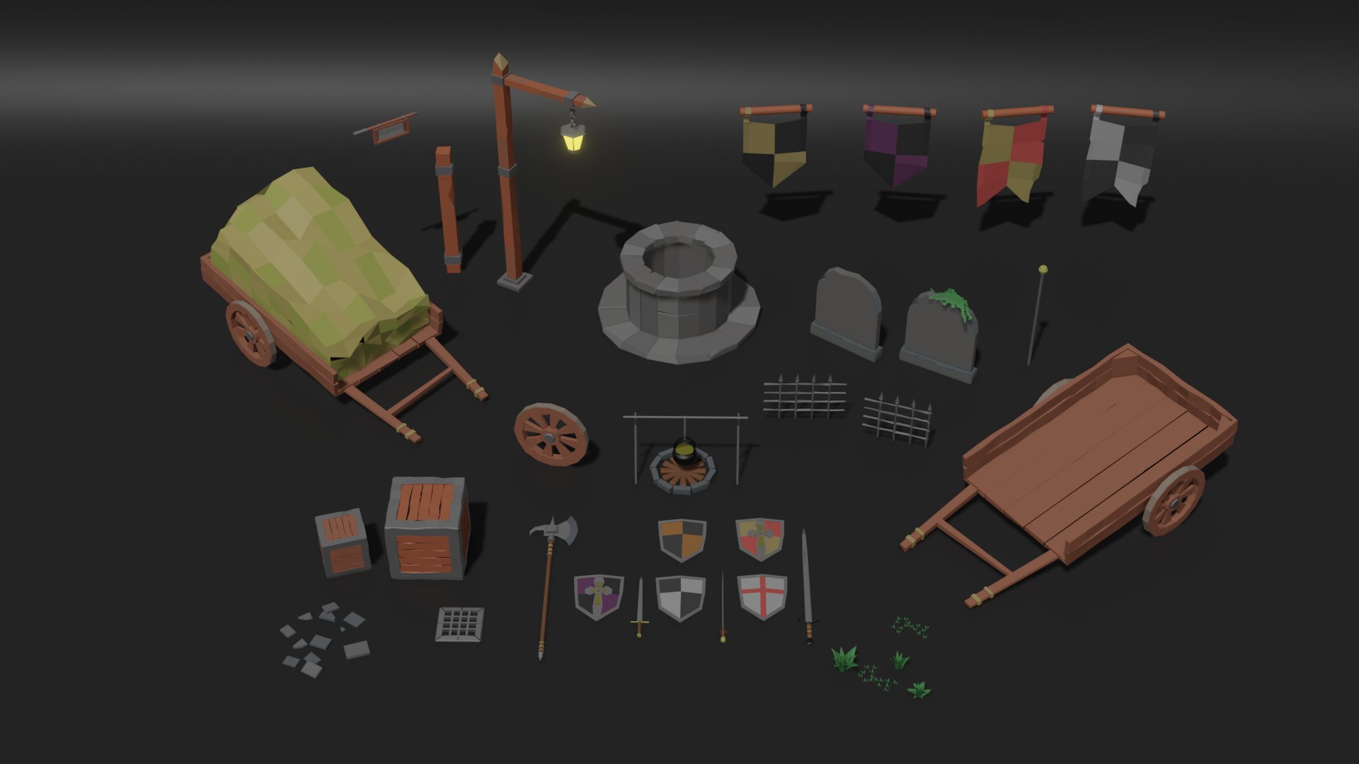 Medieval Props LowPoly 3D Model - TurboSquid 1954511