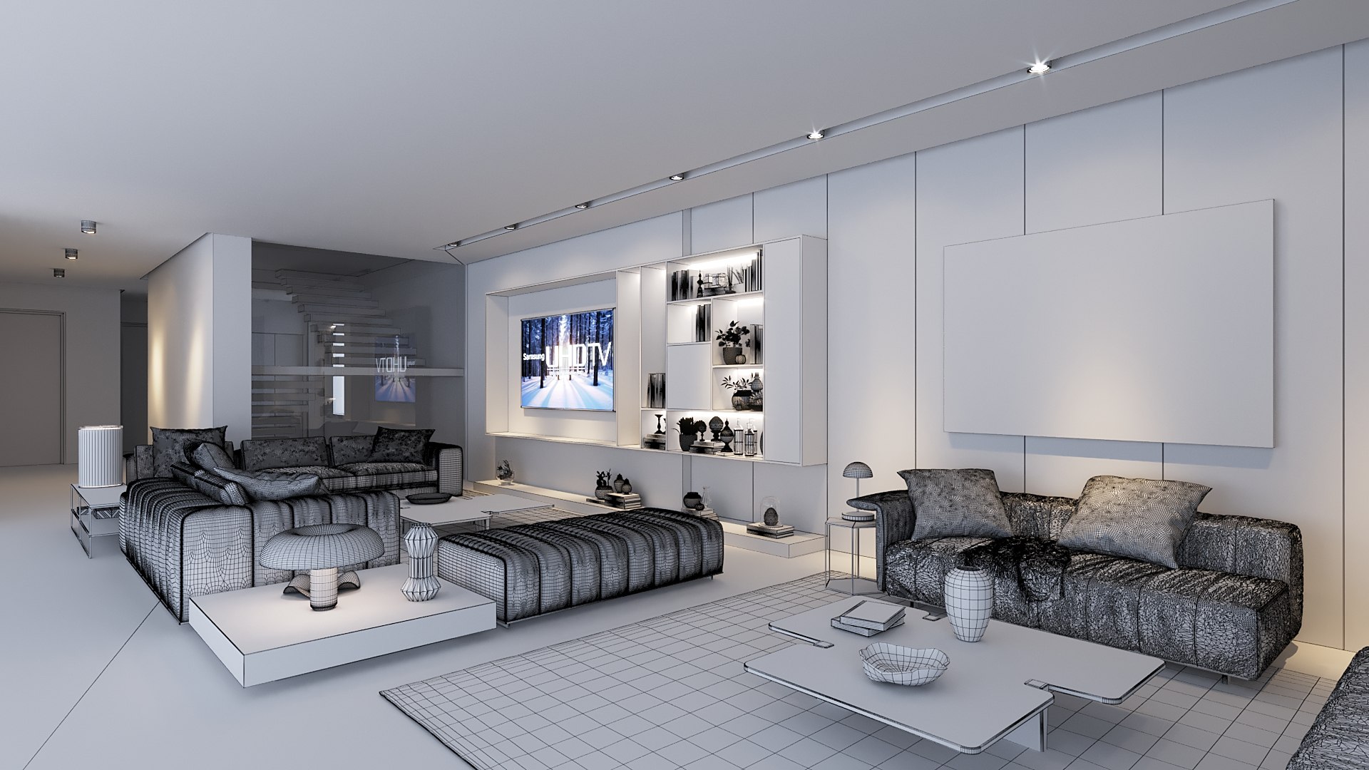 3D modern house sa scene - TurboSquid 1695747