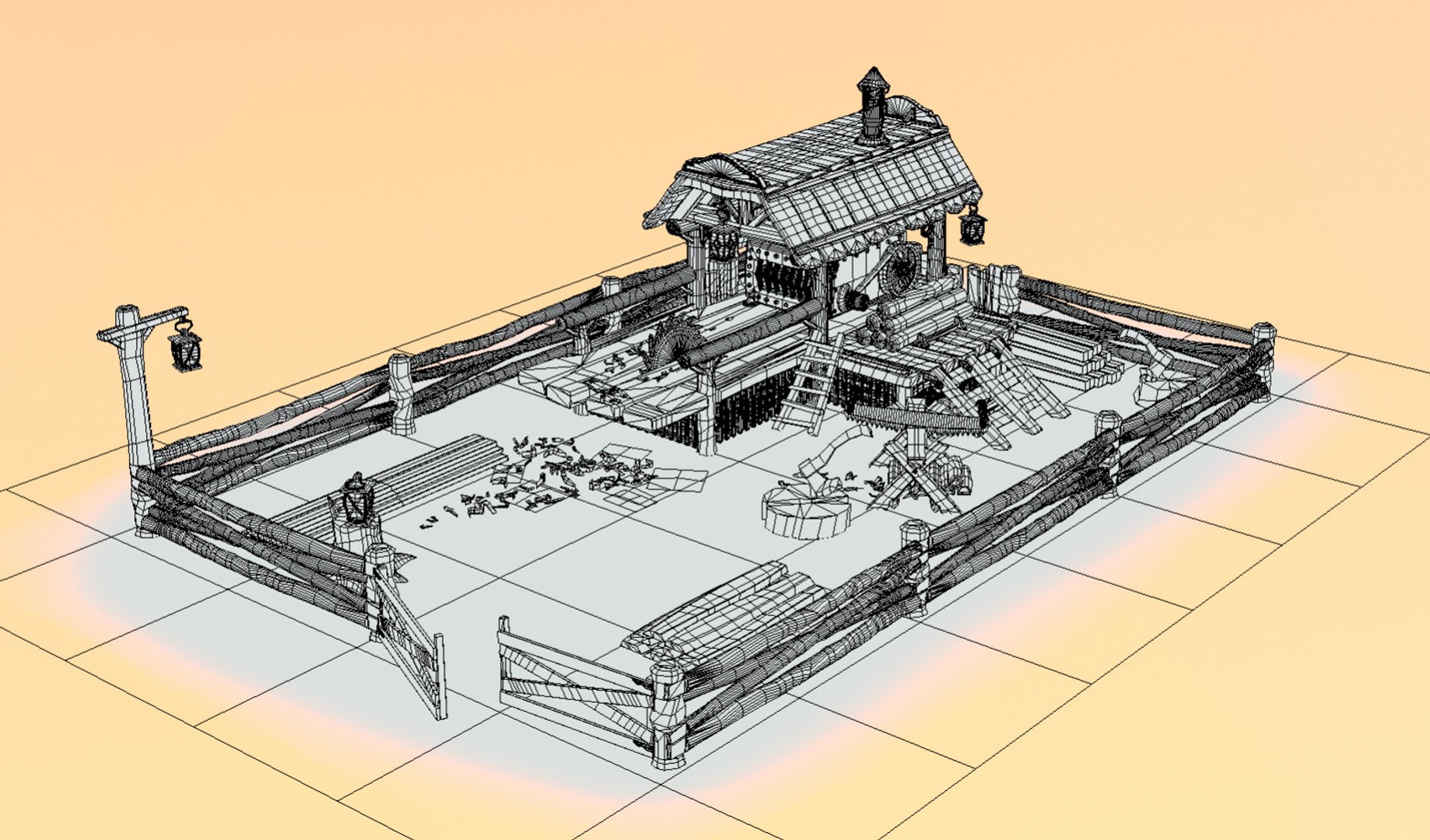 Cartoon Sawmill 3D Model - TurboSquid 1278570