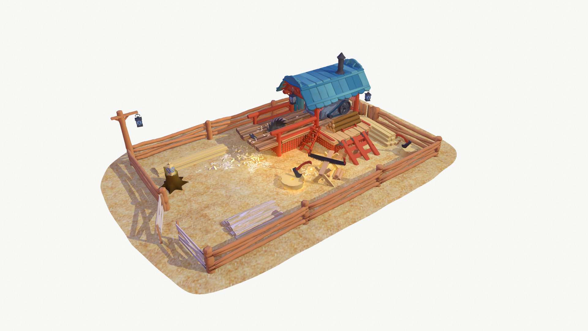 Cartoon Sawmill 3D Model - TurboSquid 1278570