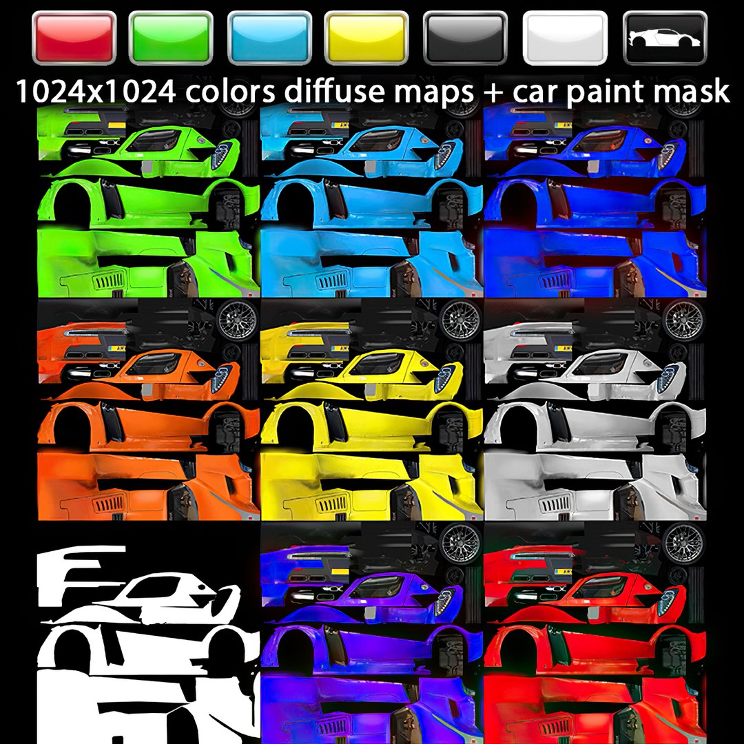 Generic Supercars Colors Car 3d Model