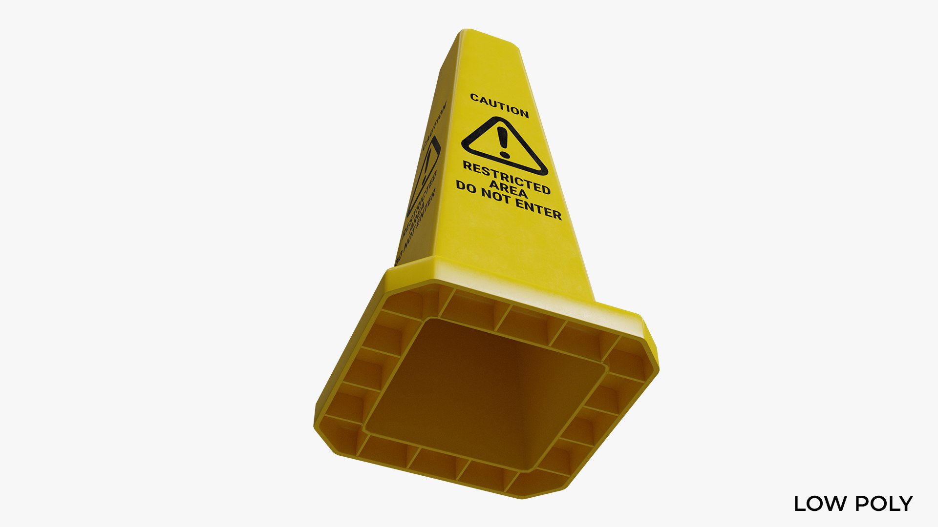 3D Yellow Closed Top 24 Inch Safety Lamba Floor Cone Caution Restricted ...
