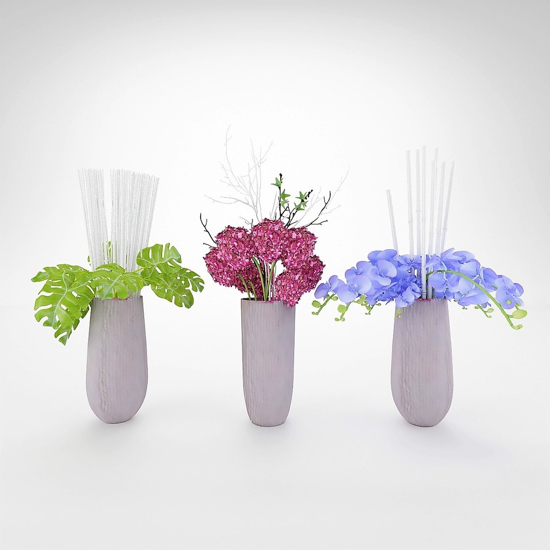 modelo 3d Orchid Flower Arrangement Combination in Modern Ceramic Vase ...