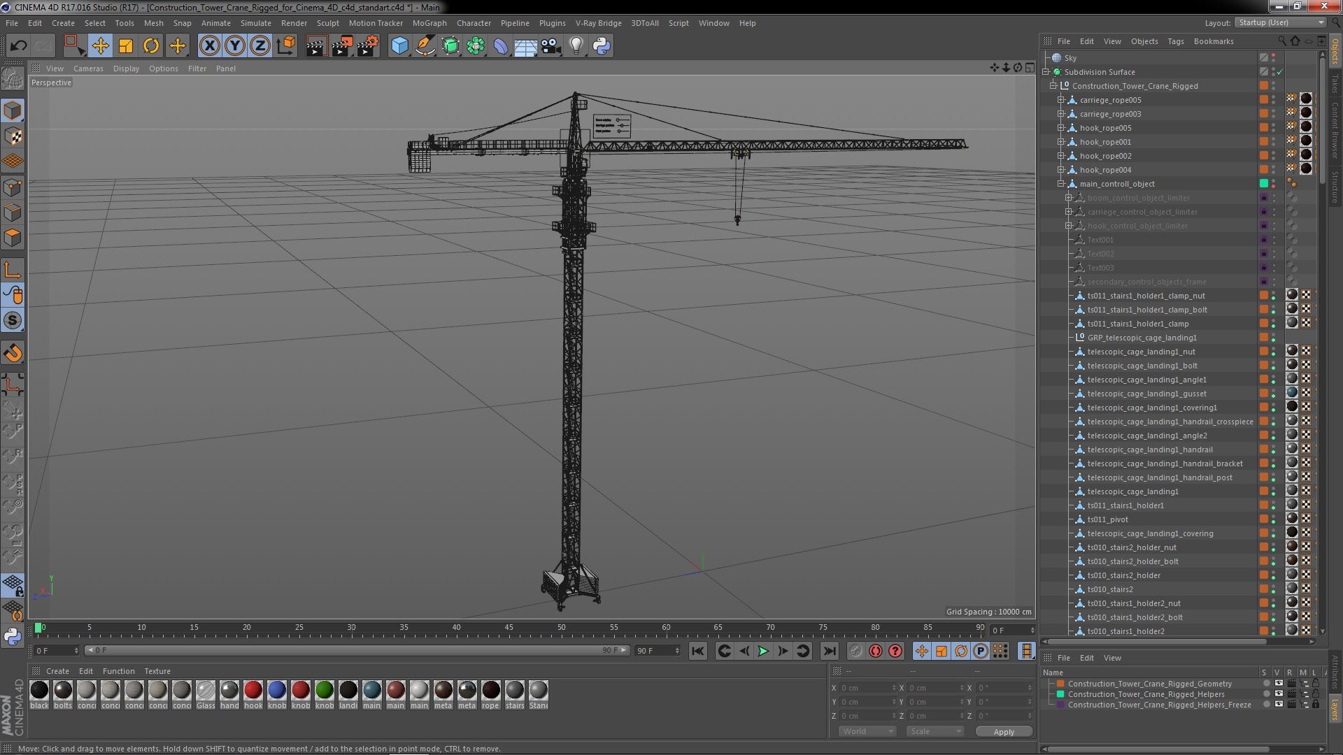 Construction Tower Crane Rigged for Cinema 4D model - TurboSquid 2157568