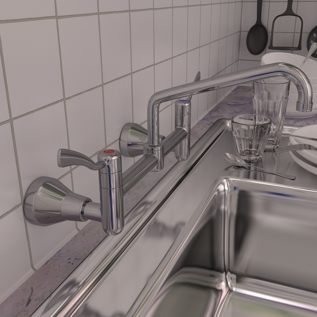3d Model Of Kitchen Sink Taps