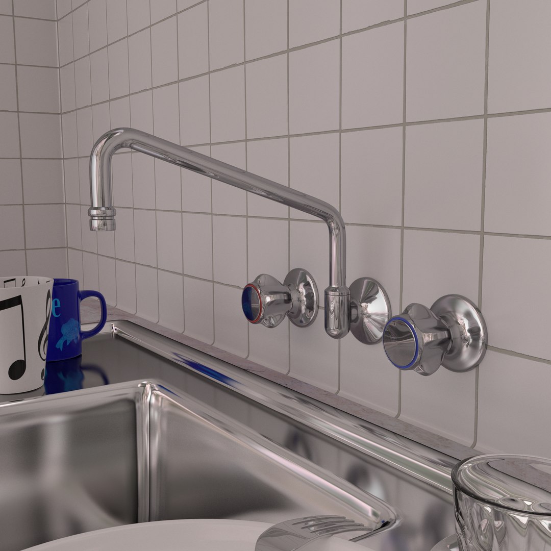 3d Model Of Kitchen Sink Taps