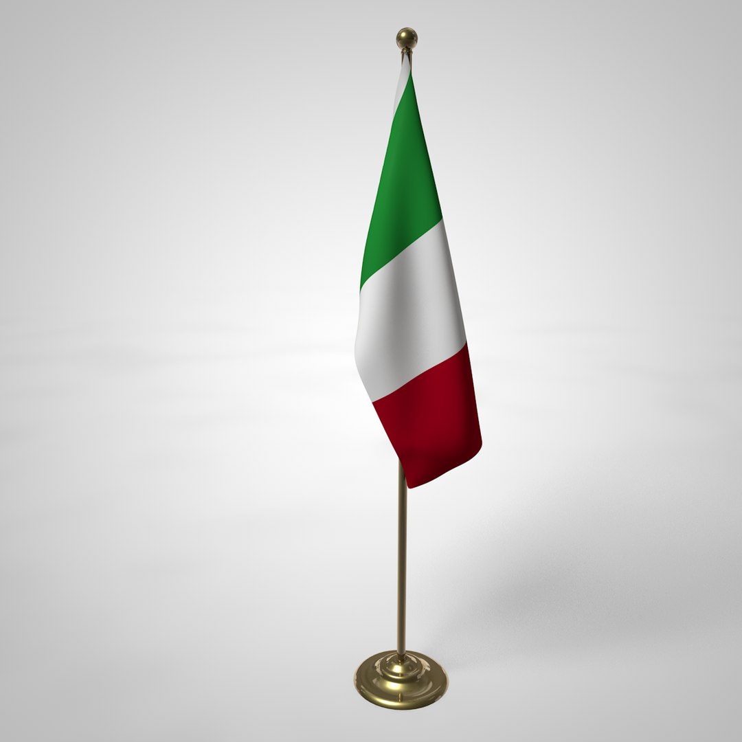 3D Italian Flag Pole Model - TurboSquid 1301338