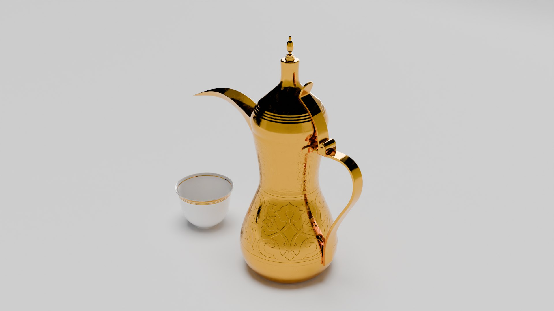 Luxury Islamic Coffee Pot -Dallah- With Porcelain Cup 3D Model 3D Model ...