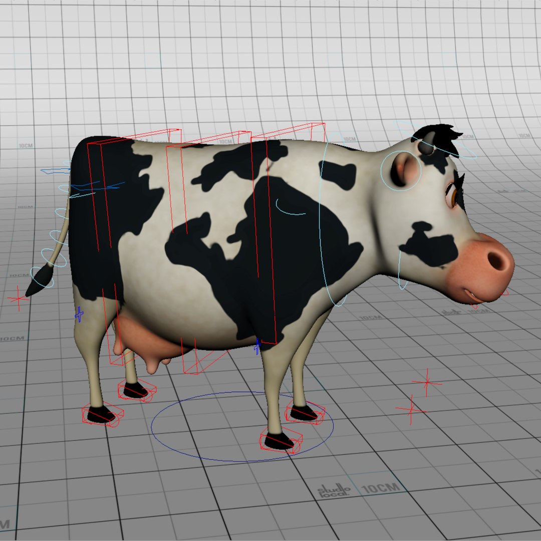 3D Cartoon Cow Rig Animation - TurboSquid 1211697