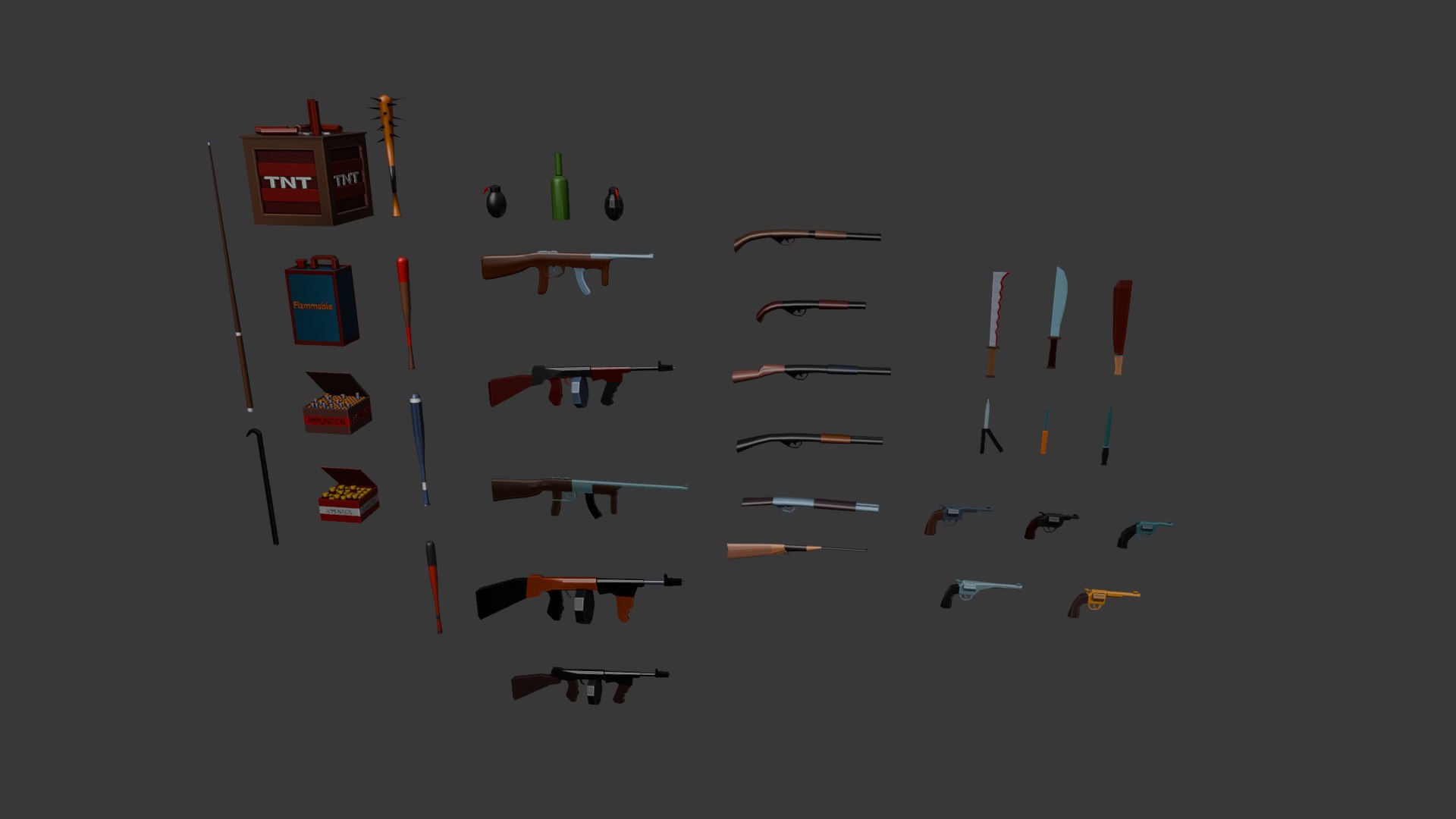 3D Gangster Weapons Low-Poly Model - TurboSquid 2349494