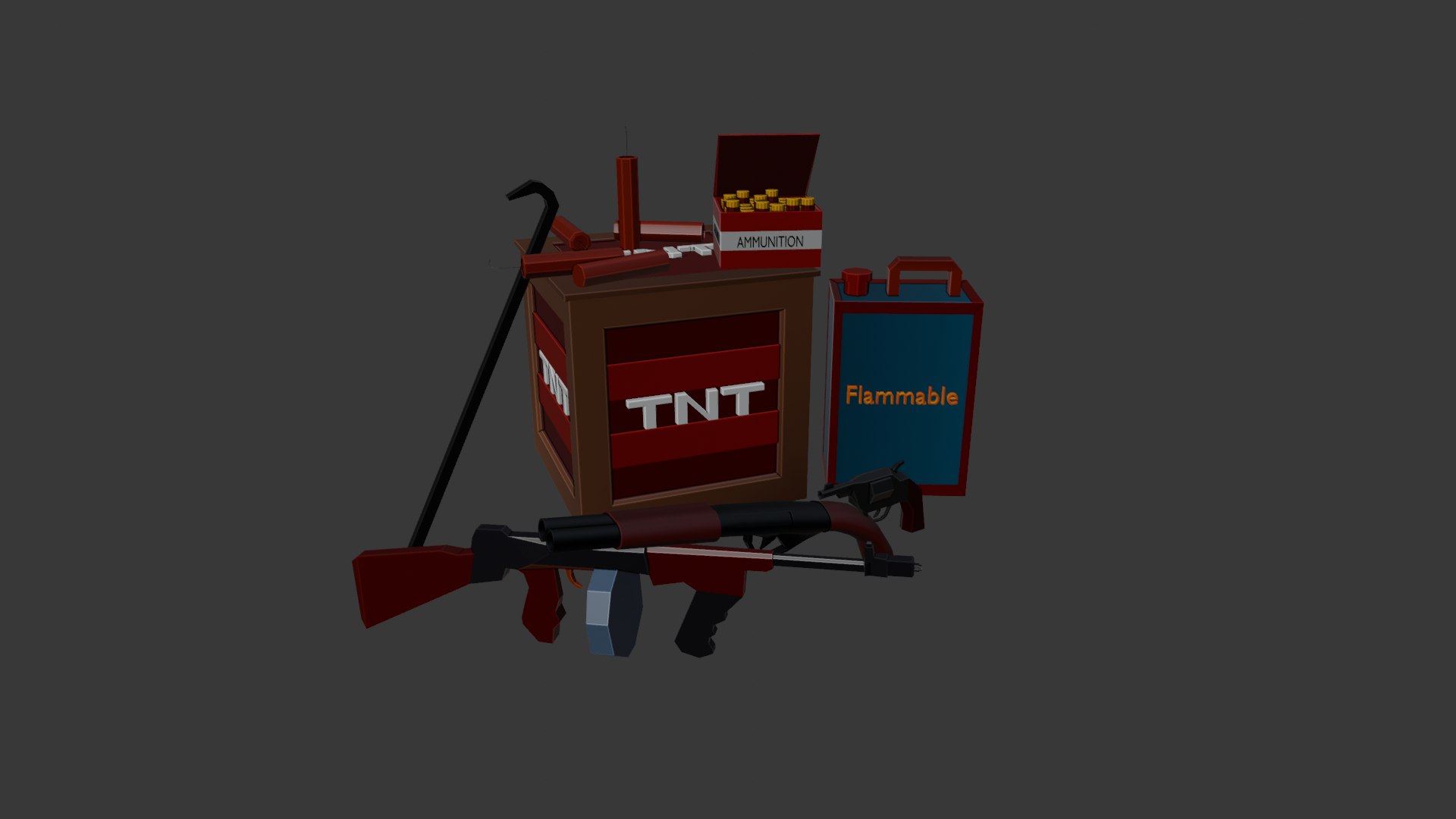 3D Gangster Weapons Low-Poly Model - TurboSquid 2349494