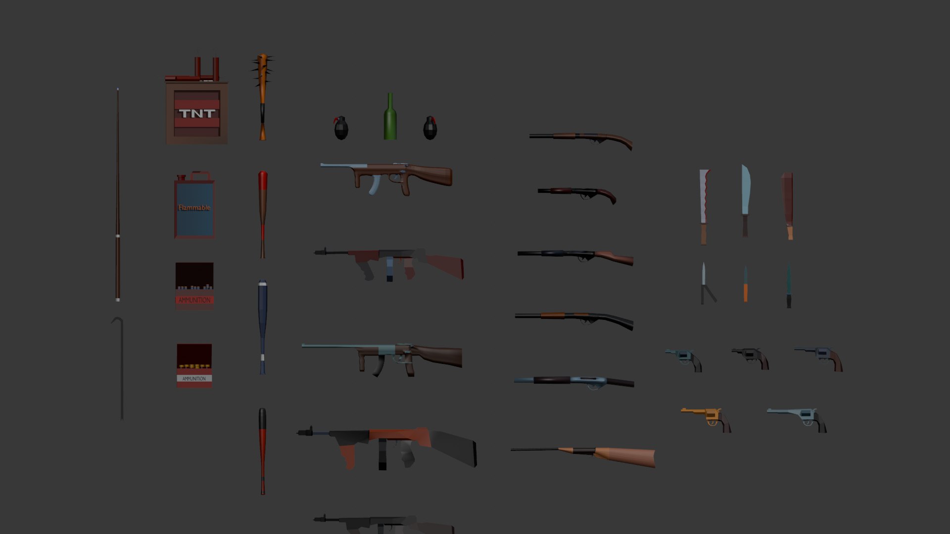 3D Gangster Weapons Low-Poly Model - TurboSquid 2349494