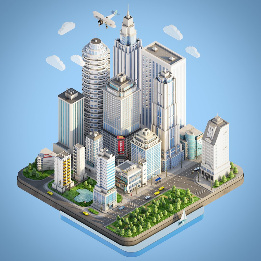 Town City 3D Model - TurboSquid 1325331