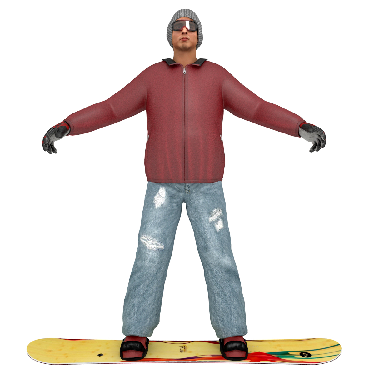 snowboard man 3d max