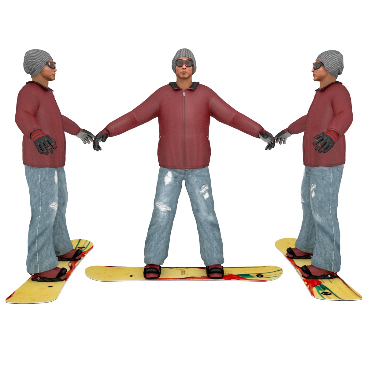 snowboard man 3d max