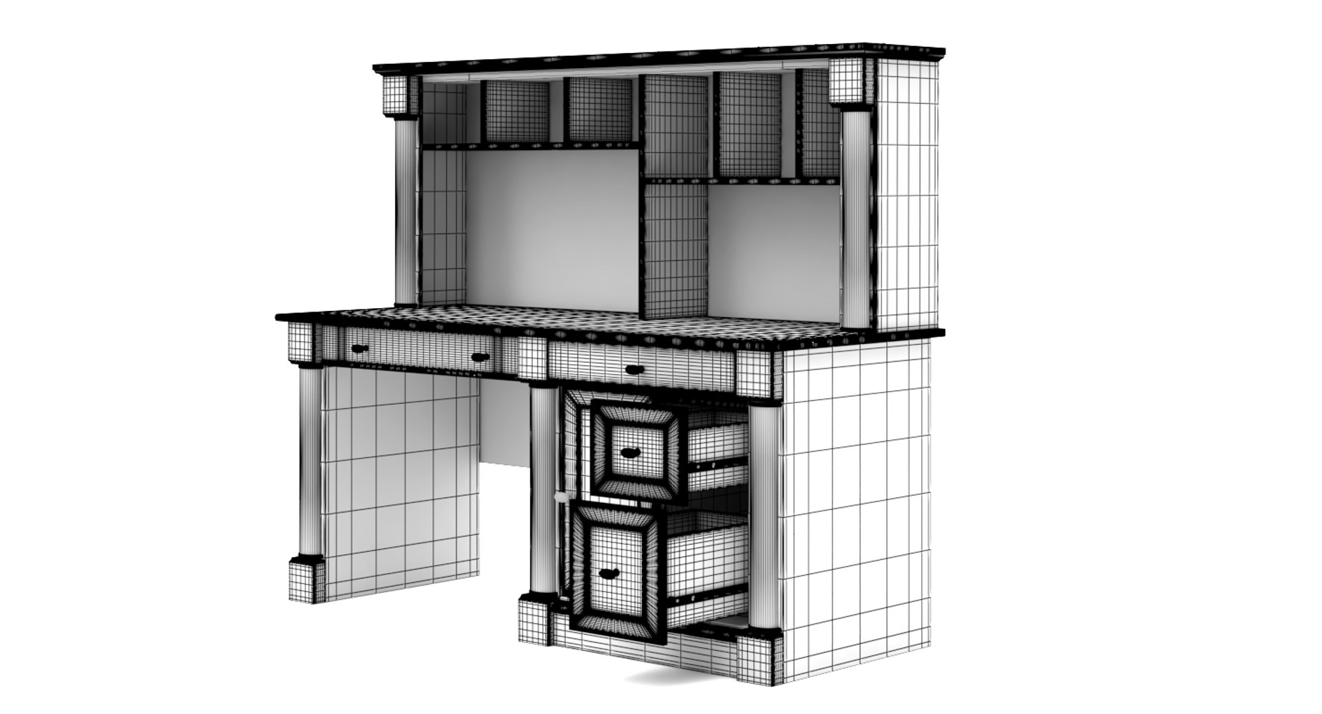 3D Model Classic Style Desk - TurboSquid 1366546