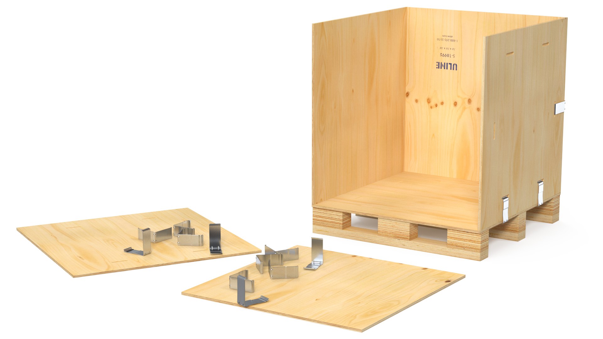 3D Wood Crate with Pallet Uline - TurboSquid 2119206