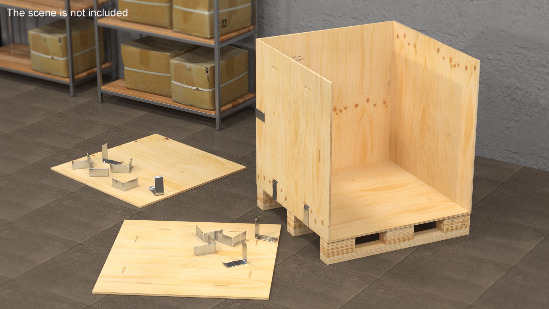 3D Wood Crate with Pallet Uline - TurboSquid 2119206