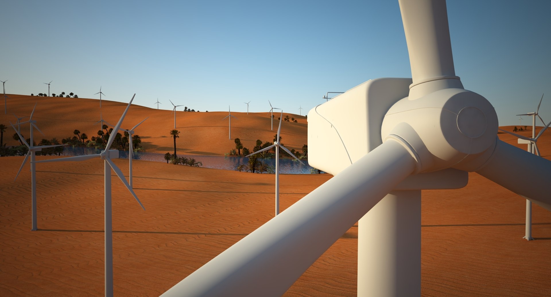 3d Model Of Desert Oasis Fan