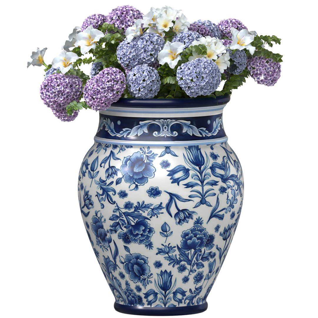 3D Beautiful Bouquet Of Flowers In An Italian Vase - TurboSquid 2119176