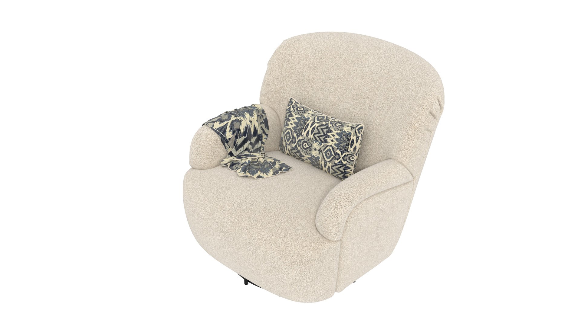 3D Kadon Swivel Chair Sheepskin Natural By FOUR HANDS - TurboSquid 2058248