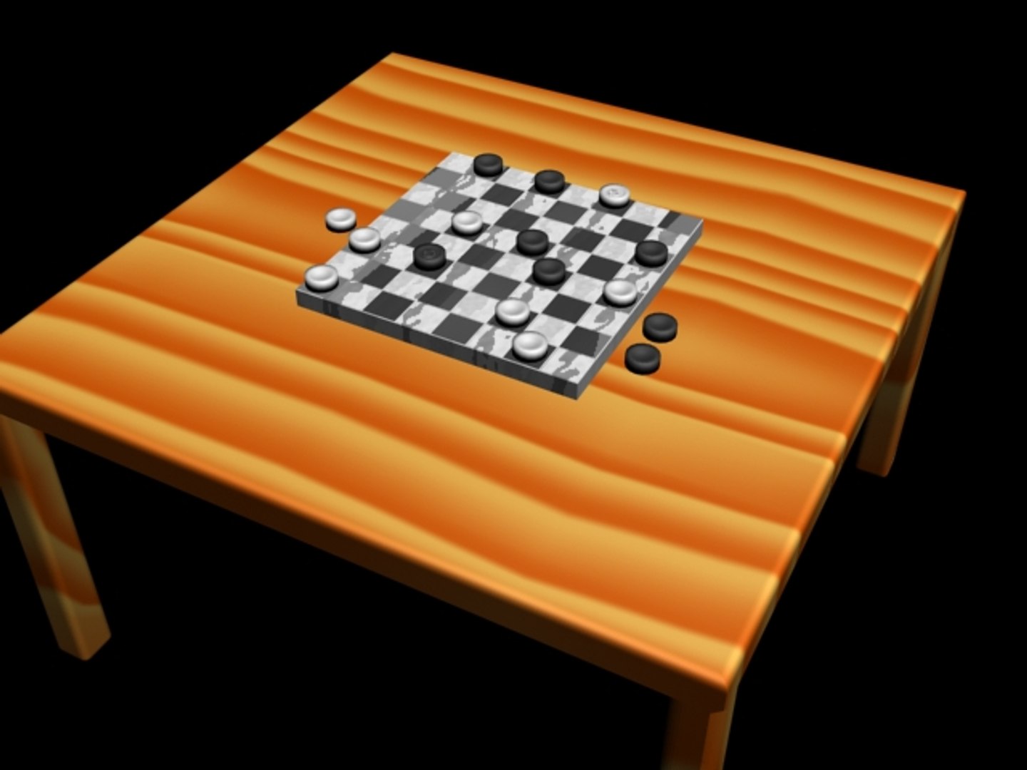 3d Model Of Checkers Board Wood