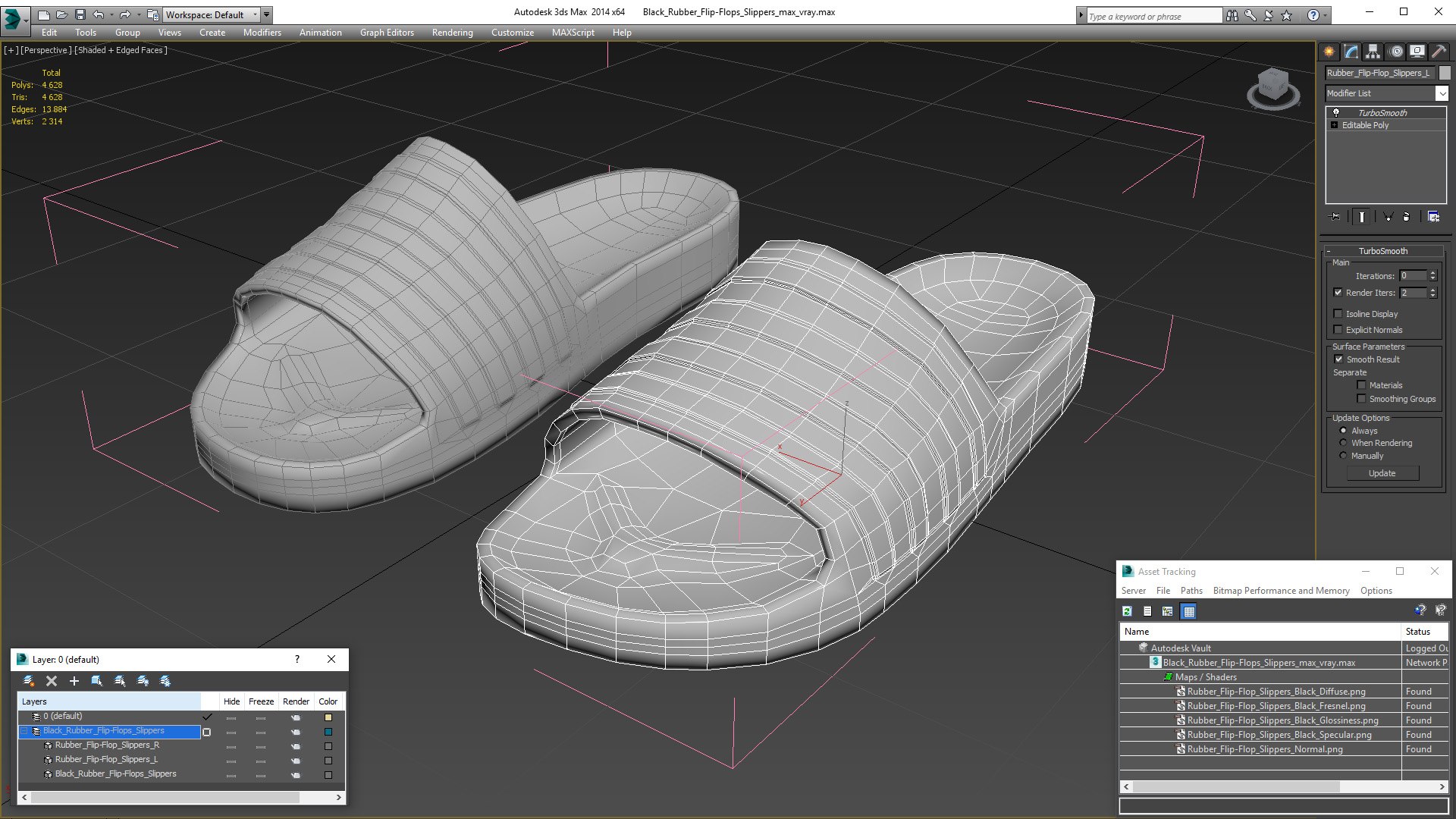 3D Black Rubber Flip-Flops Slippers model - TurboSquid 1965724