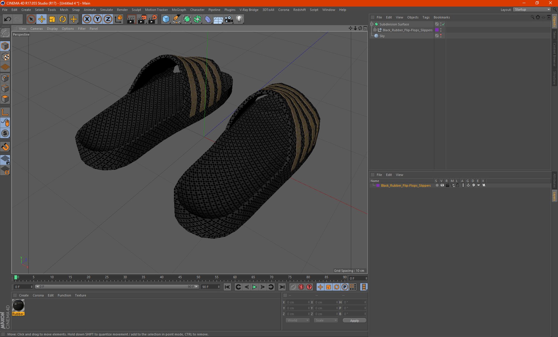 3D Black Rubber Flip-Flops Slippers model - TurboSquid 1965724