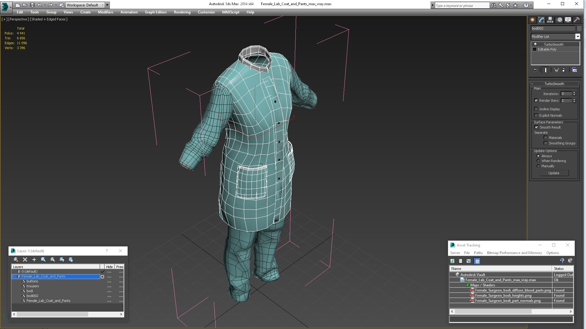 3D Female Lab Coat And Pants Model - TurboSquid 2146893