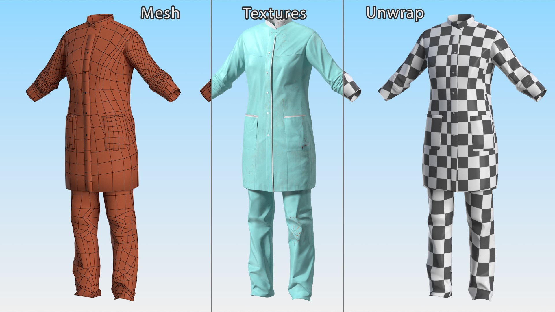 3D Female Lab Coat And Pants Model - TurboSquid 2146893