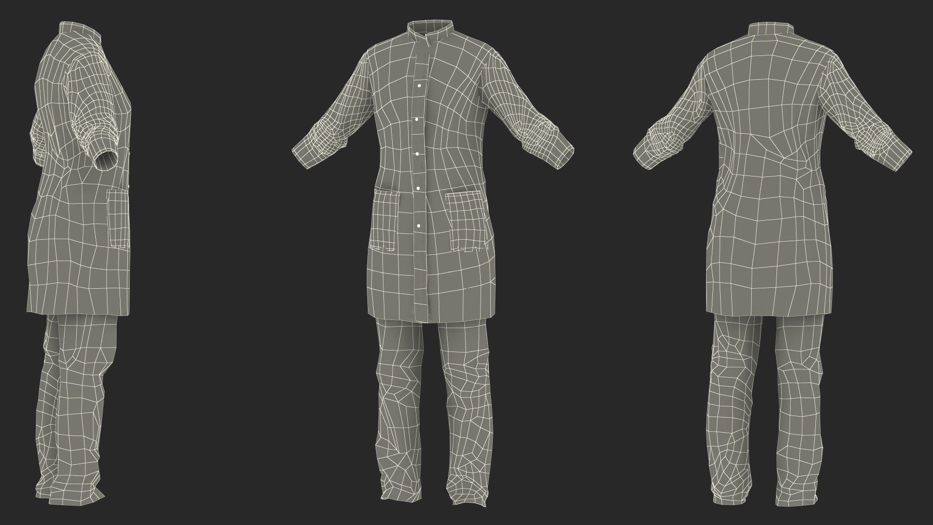 3D Female Lab Coat And Pants Model - TurboSquid 2146893
