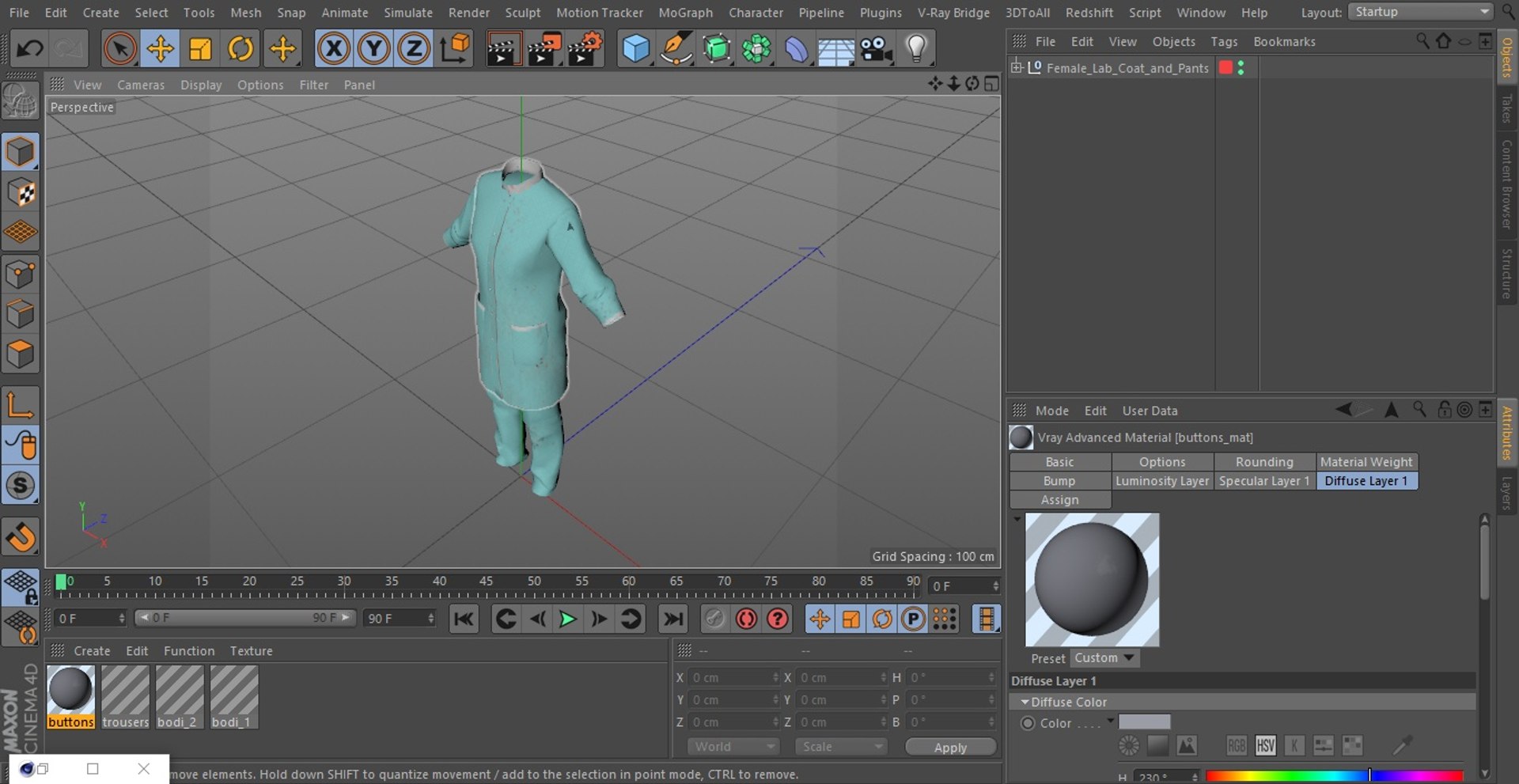 3D Female Lab Coat And Pants Model - TurboSquid 2146893
