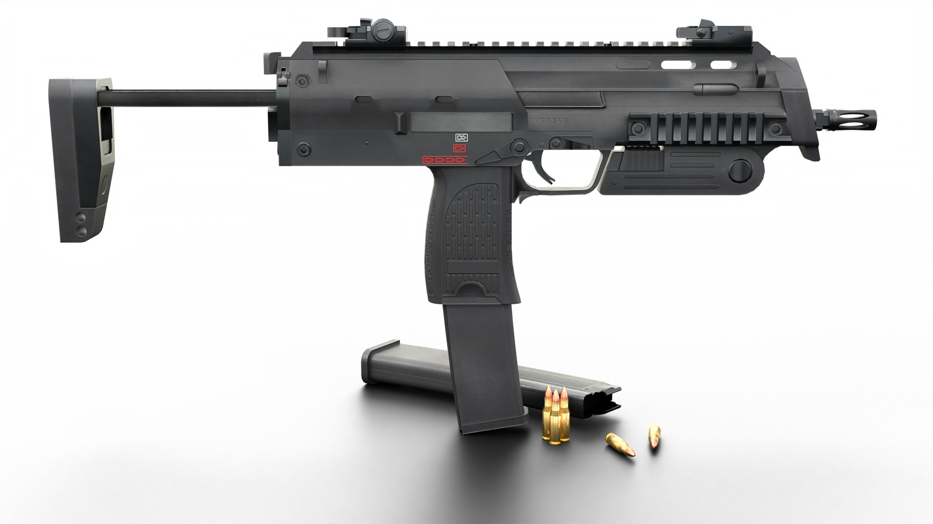 Modern Submachine Gun MP7 Game Ready PBR 3D Asset 3D Model - TurboSquid 2429872