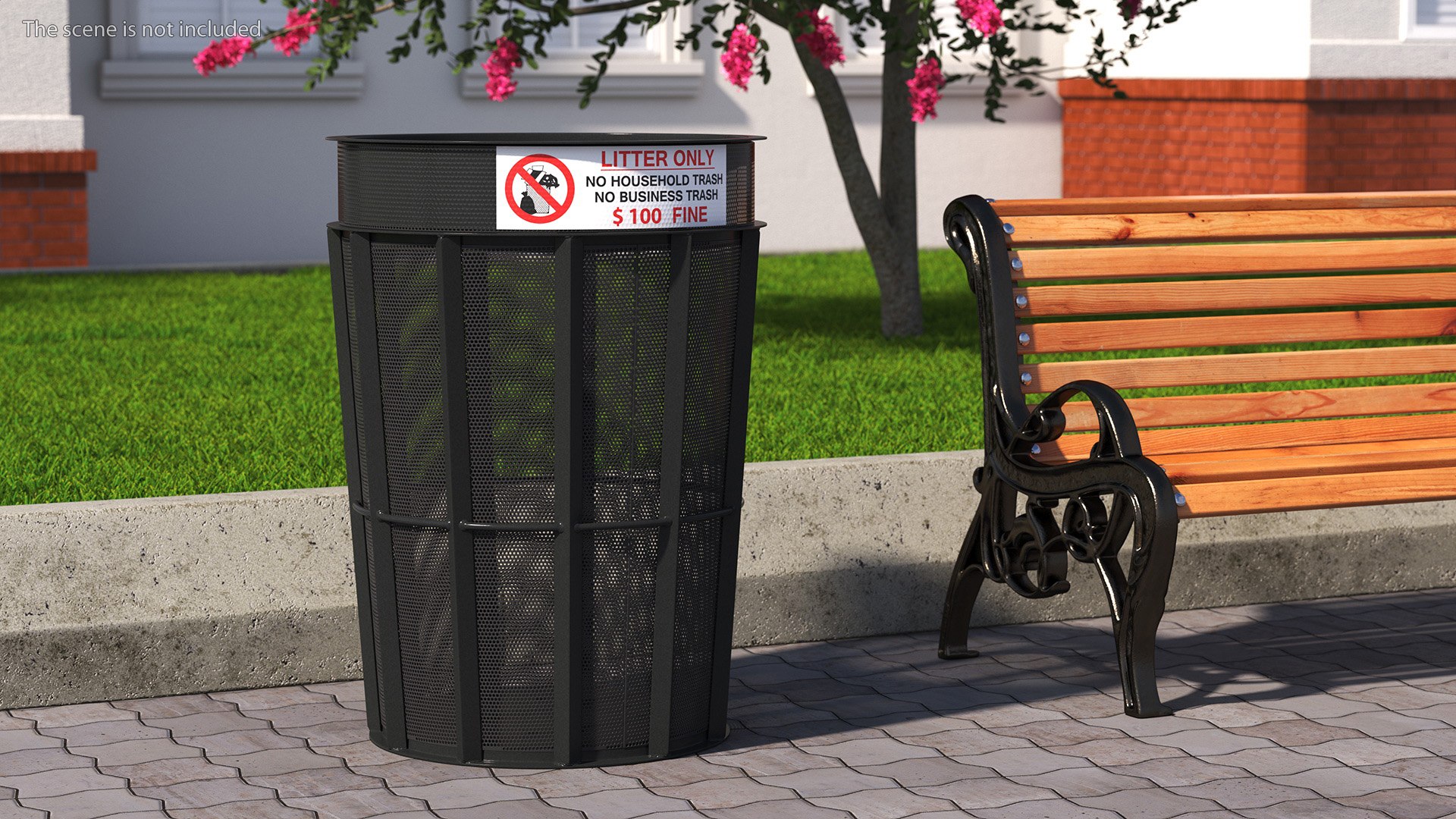 3D Public Park Litter Trash Can - TurboSquid 2225843