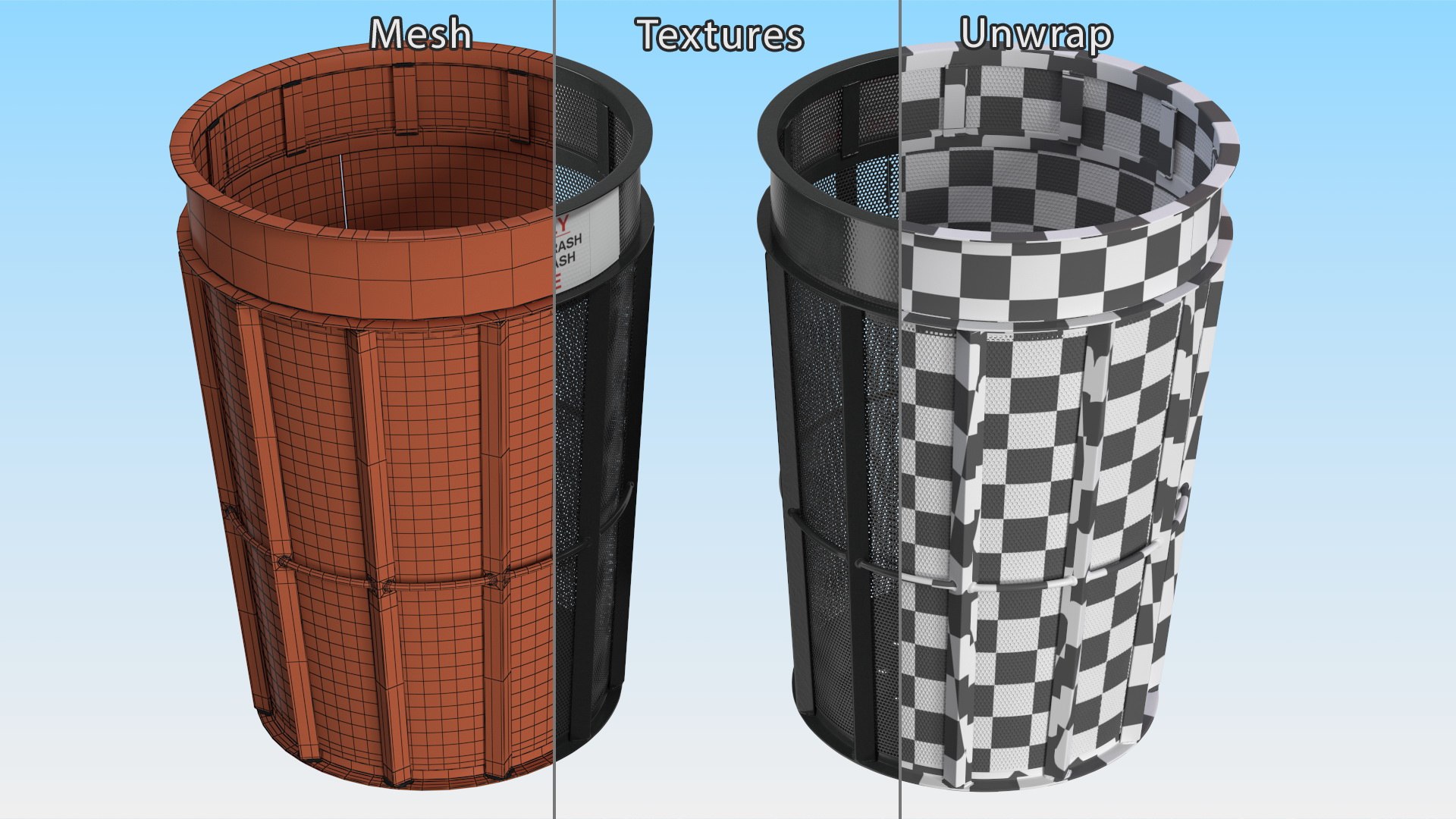 3D Public Park Litter Trash Can - TurboSquid 2225843