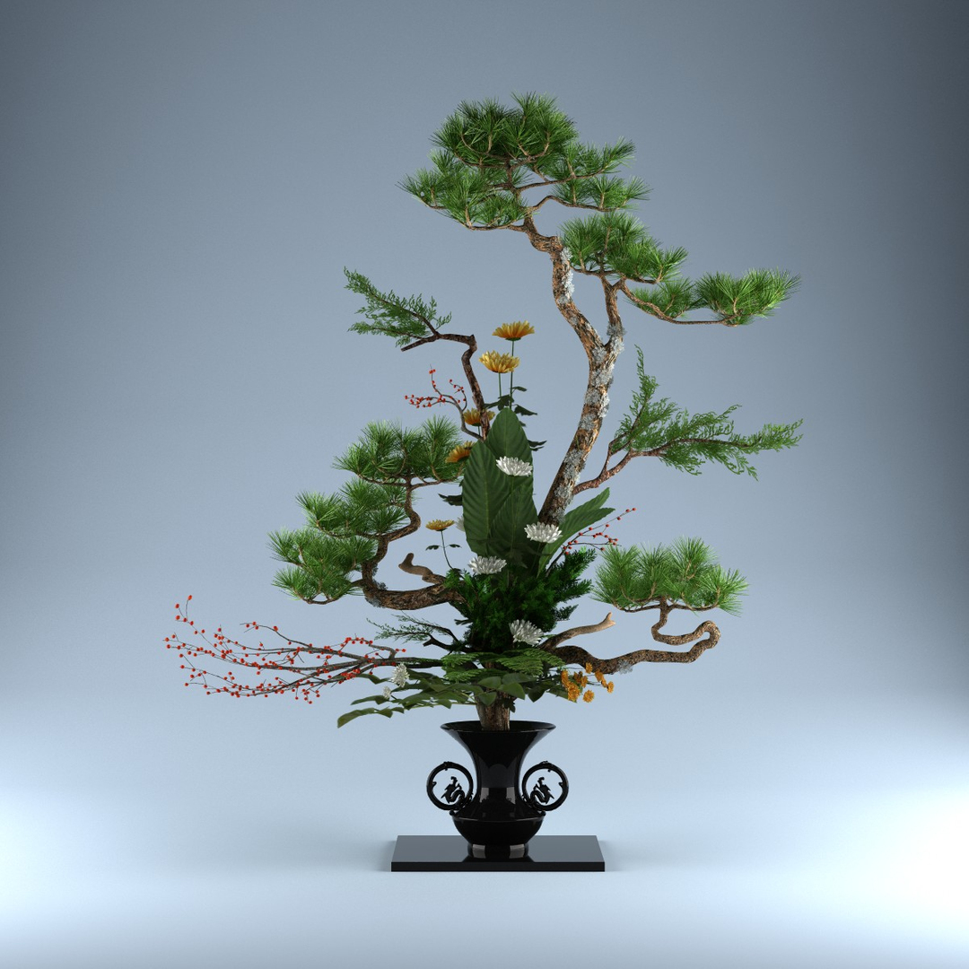3d Ikebana Rikka Model