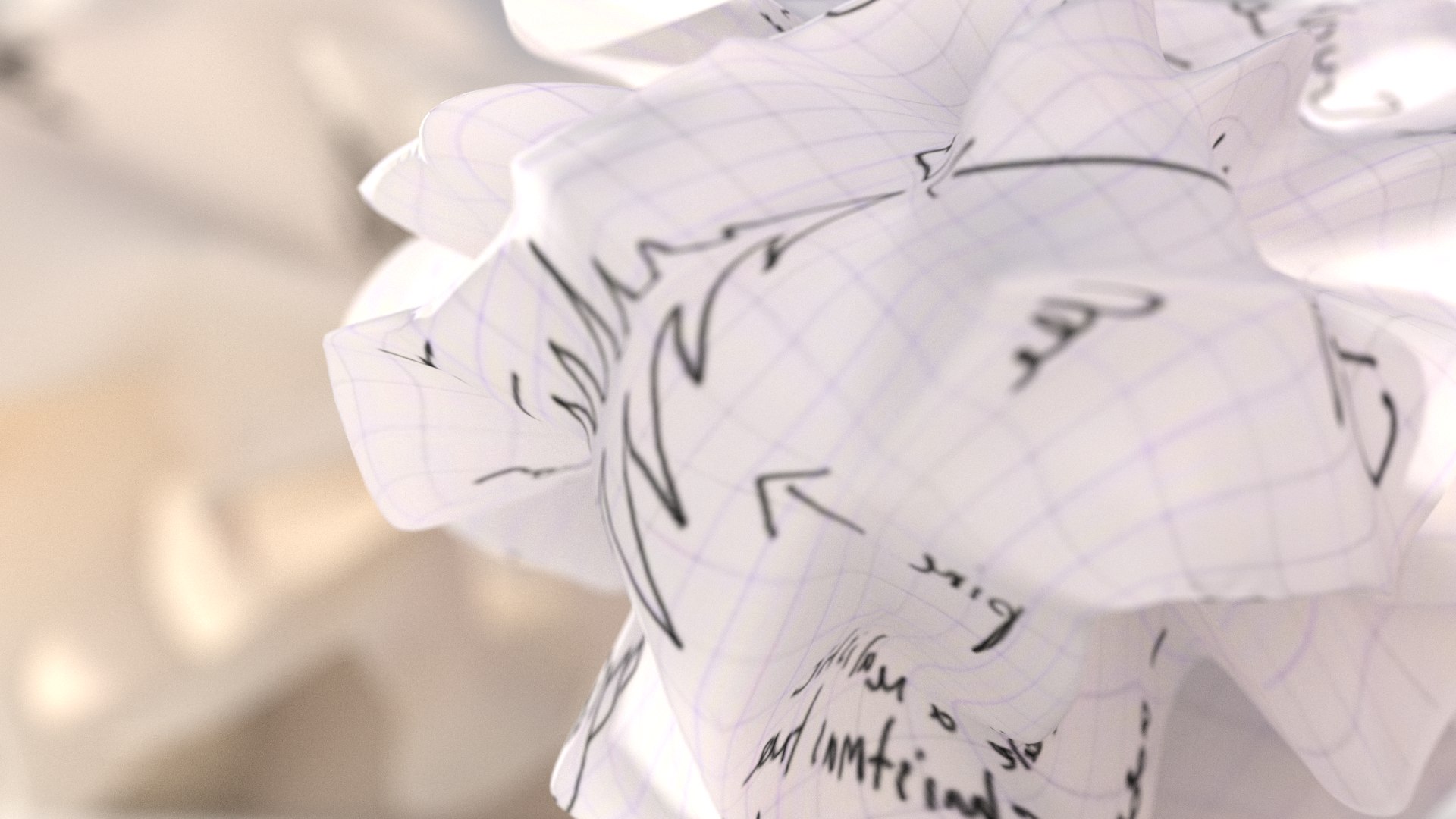 3d Crumpled Paper Ball Model