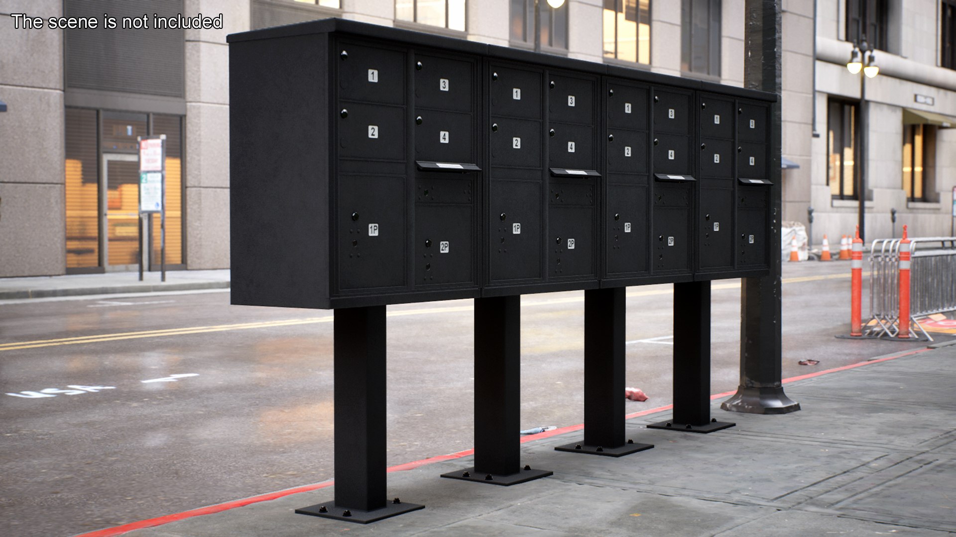 Black Four Door Two Parcel Cluster Mailbox 3D Model - TurboSquid 2022315