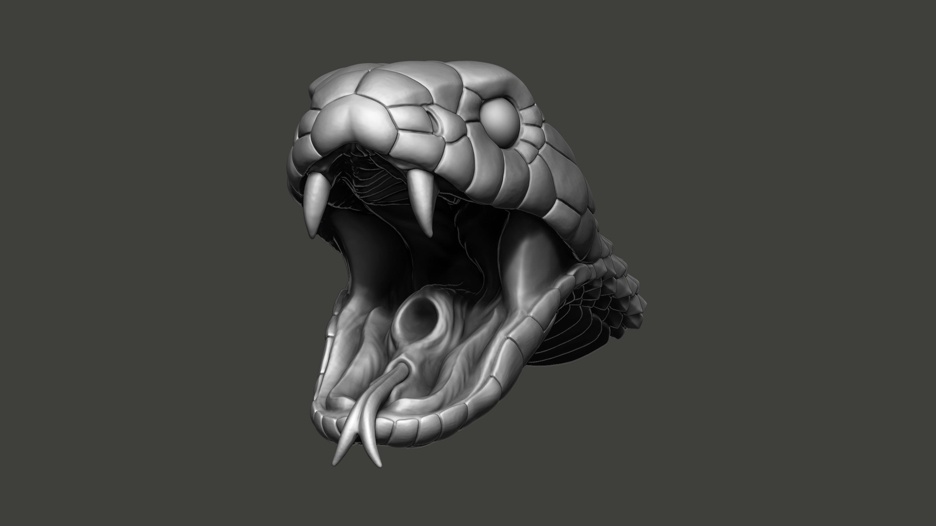 3D Cobra Snake Head Open Mouth Sculpture Model - TurboSquid 2316454