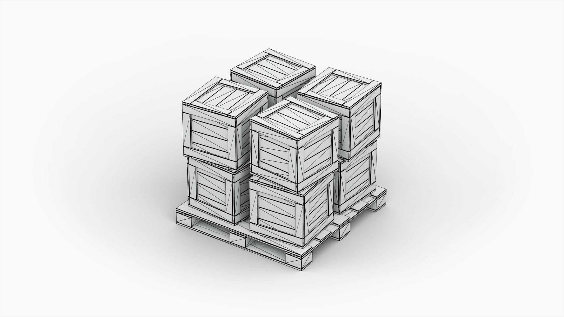3D Stack Of Wooden Crates On Cargo Pallet - TurboSquid 1868018