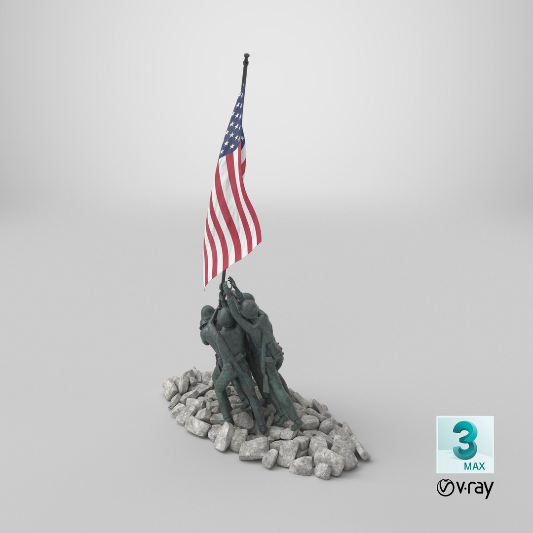 3D Model US Marines Sculpture In Aged Bronze With Patina - TurboSquid ...