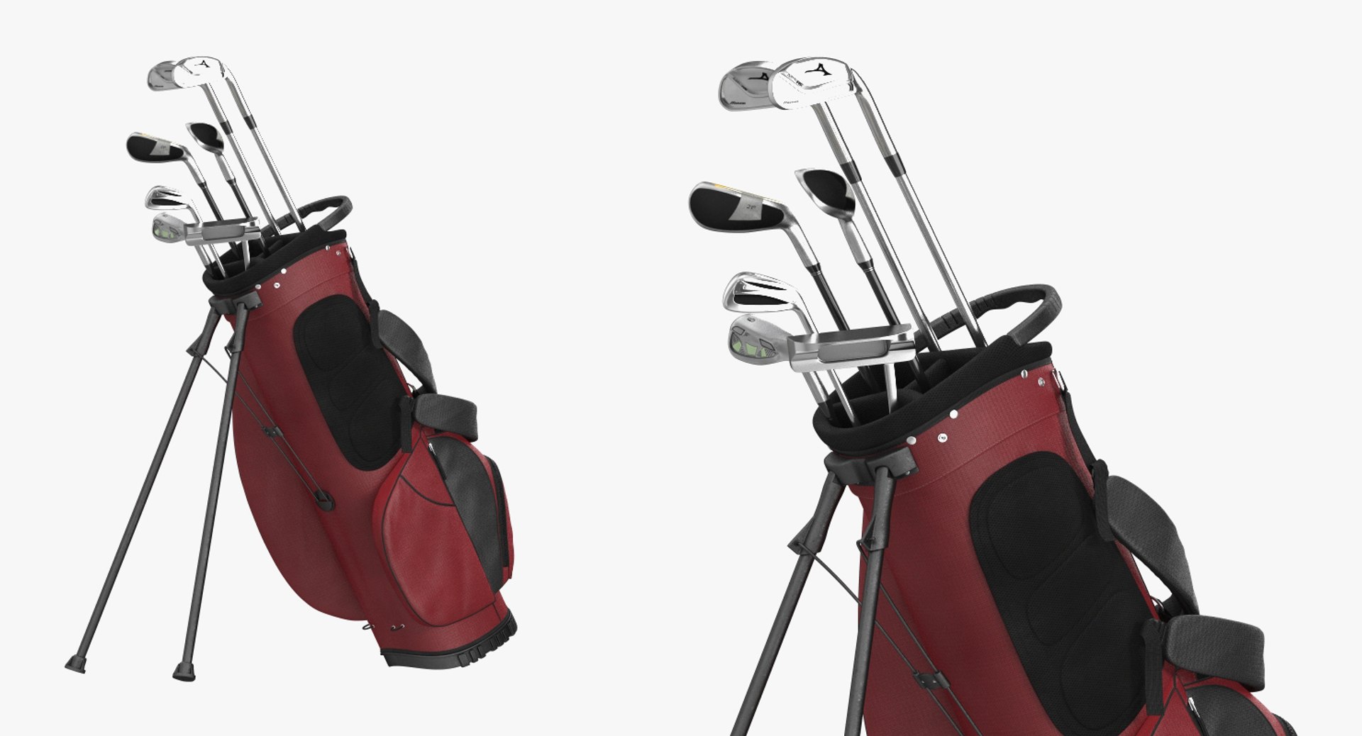 3d model golf bag 2 clubs