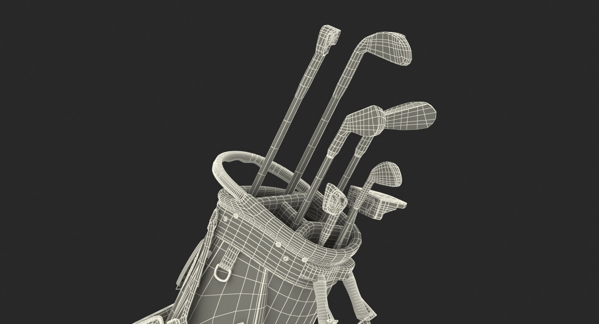 3d model golf bag 2 clubs