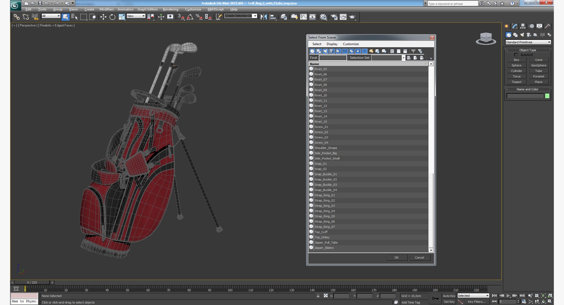 3d model golf bag 2 clubs