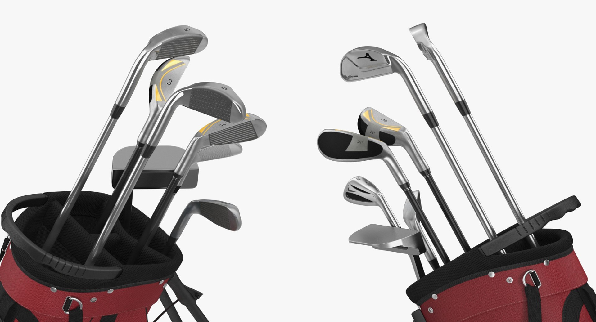 3d model golf bag 2 clubs