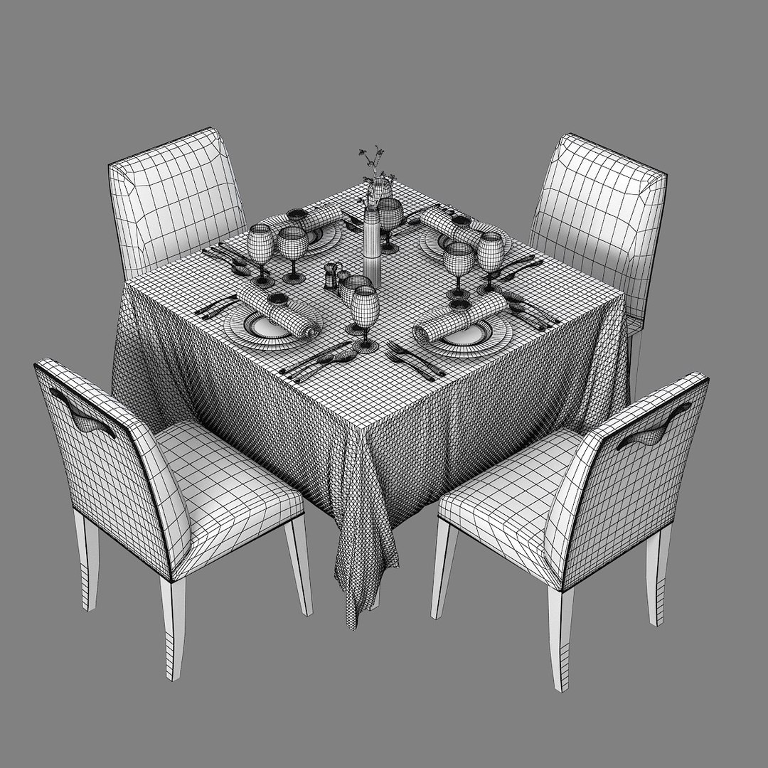 square restaurant table 3d 3ds