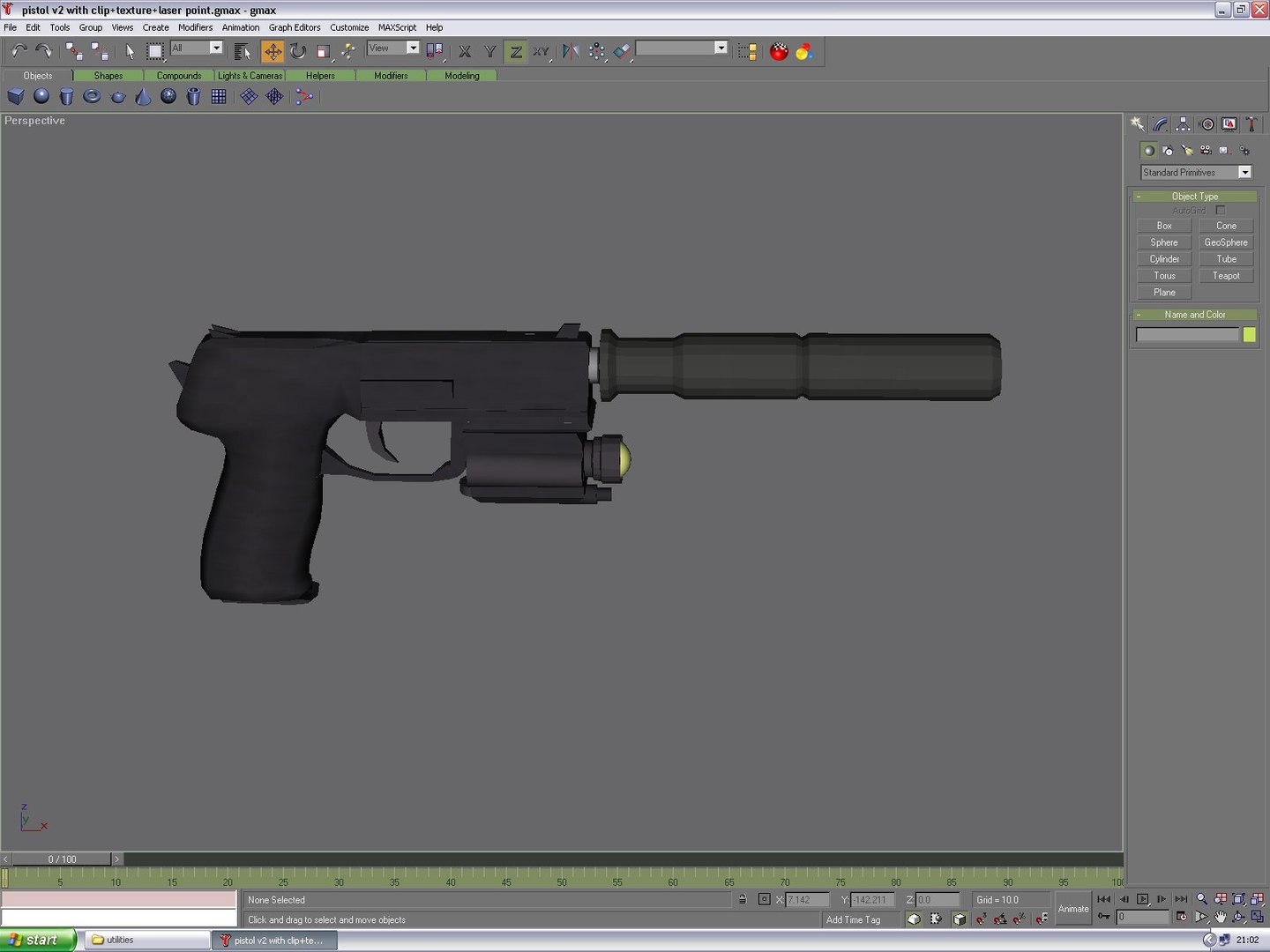 3d Silenced Pistol Weapons Model